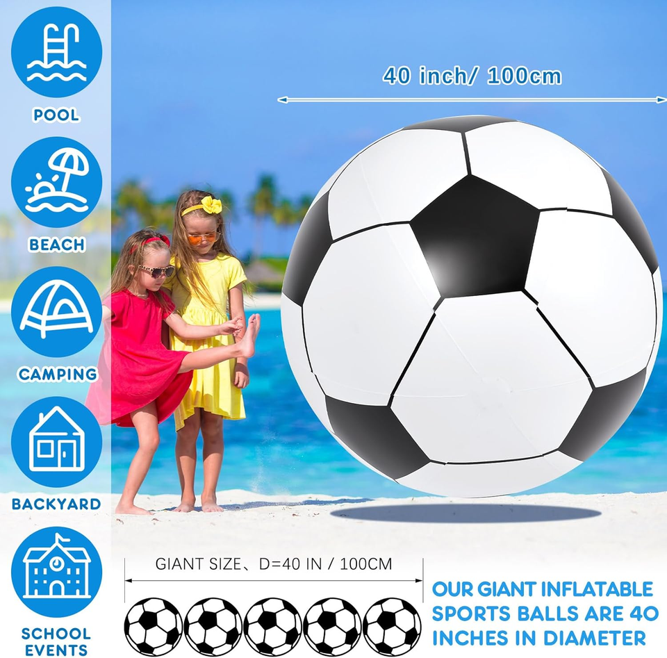 2 Pcs Giant Inflatable Sports Balls Large Inflatable Beach Ball ...