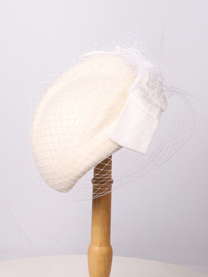 Beige Wool Felt Fascinator Hats For Women Party Wedding Bride Hat With ...
