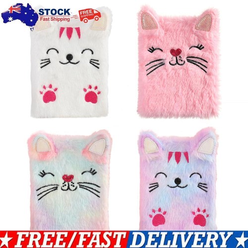 Cartoon Cat Plush Notebook Office Fuzzy Writing Pad Agenda Friends ...