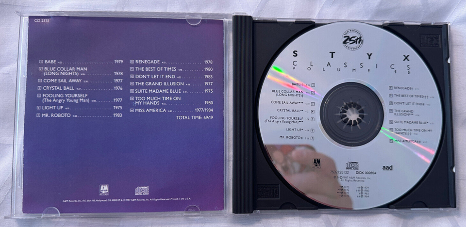 VINTAGE CD STYX CLASSICS VOLUME 15 1987 25TH ANNIVERSARY | eBay