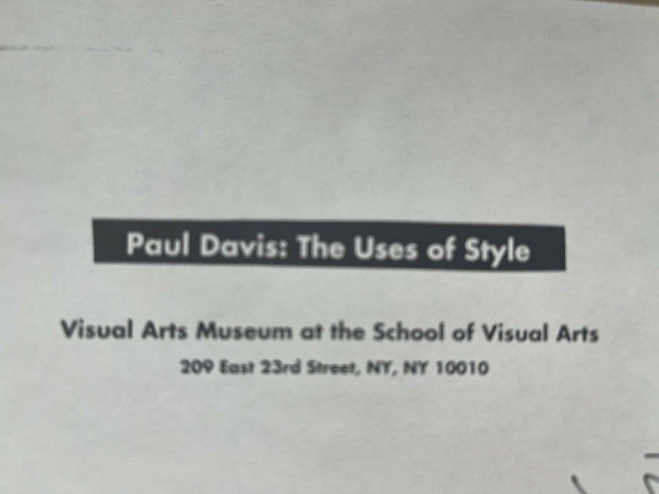 Paul Davis 1990 Hand Signed Print School Visual Arts NY THE USES OF ...