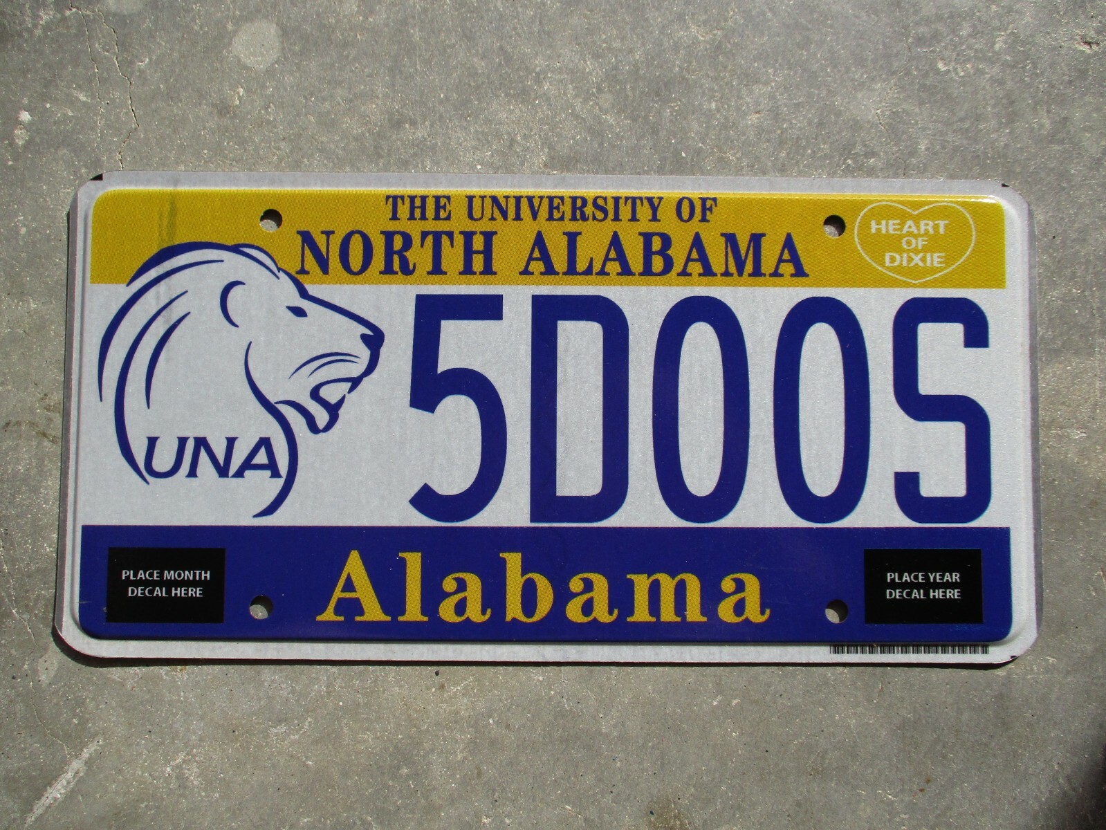 Alabama University of North AL. license plate # 5D00S | eBay