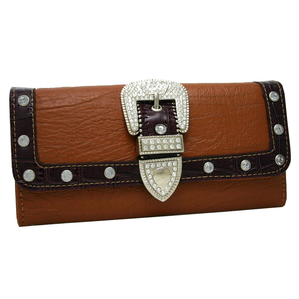 Western Rhinestone Tri-fold buckle wallet | eBay