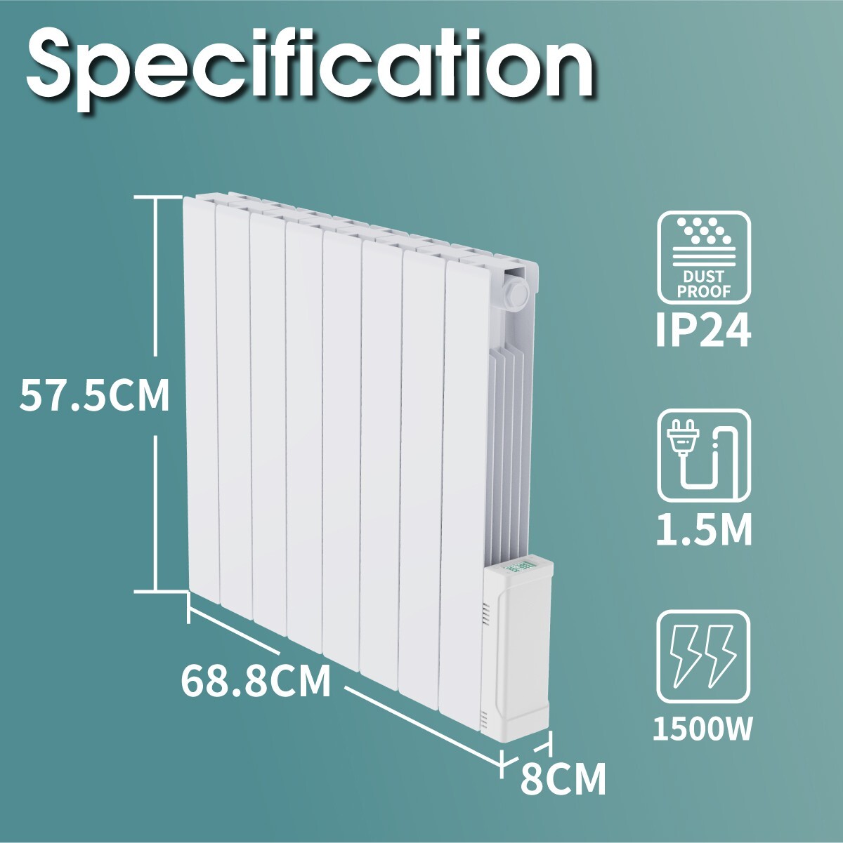 Oil Filled Electric Radiator Wall Mounted Portable Heater Thermostat ...