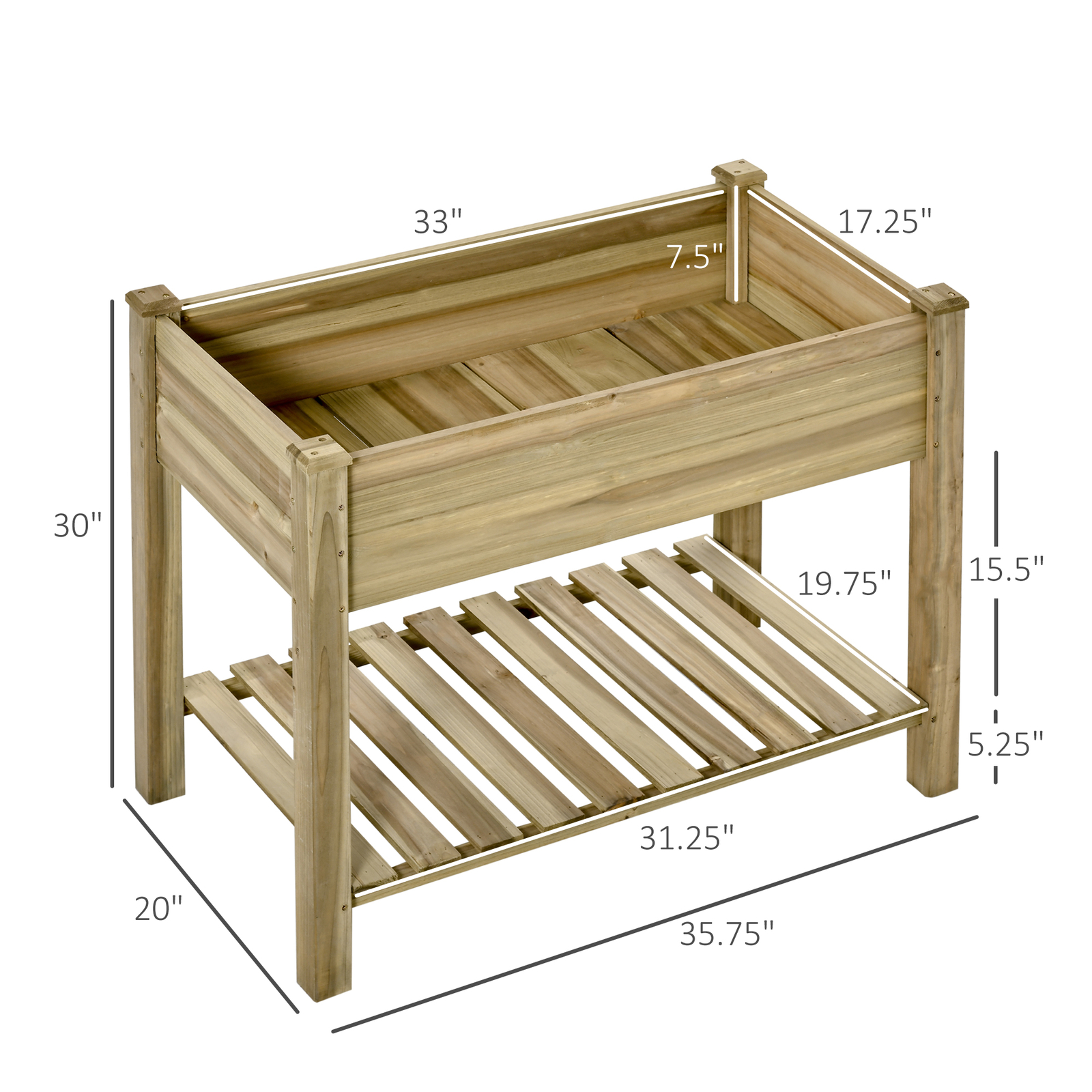 Raised Garden Bed Elevated Wooden Planter Box with Legs and Storage ...