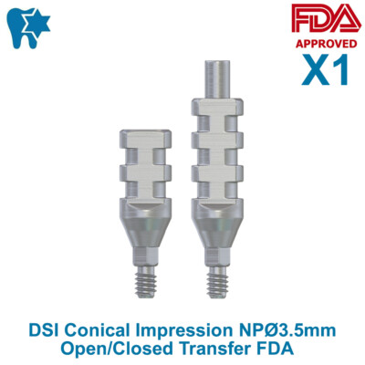 1x DSI Dental Conical Impression Narrow Platform NP Ø3.5mm Open Closed ...