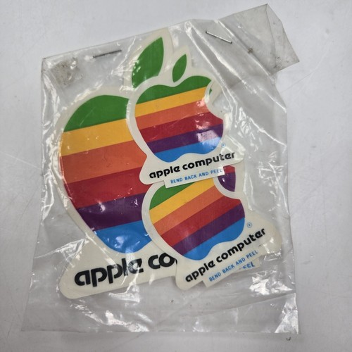 Lot of 3 Vintage Apple Computer Macintosh Rainbow Logo Decal Stickers ...