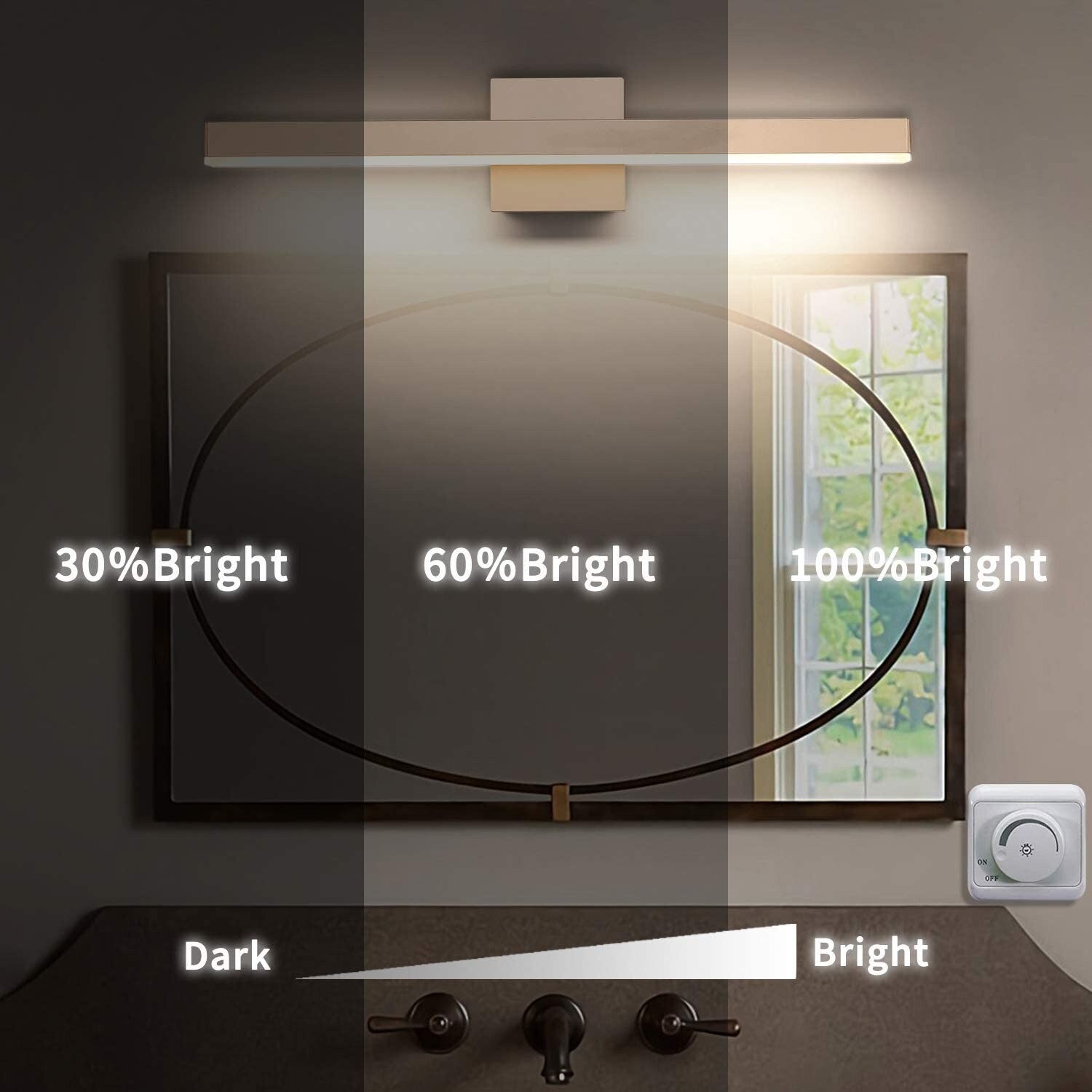 Led Vanity Lights 24" Inch Gold Dimmable Bathroom Vanity Light Fixtures ...