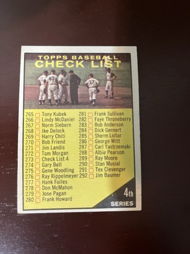 1961 Topps Vintage Card #273. Unmarked Checklist | eBay