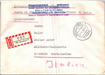 1976 Bruchsal Germany Prisoner Of War POW Cover to Walter Reder in ...
