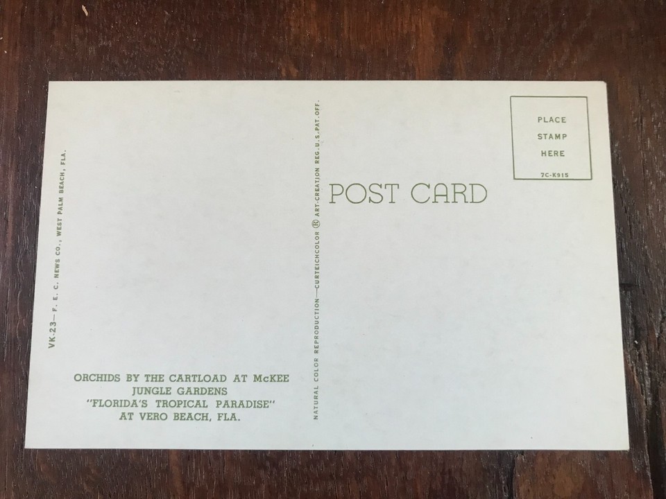 Mckee Jungle Gardens Vero Beach Florida Postcard Orchids by the ...