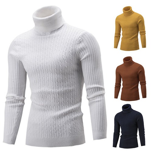 Mens Winter Knitted Turtleneck Sweater Long Sleeve Solid Jumper Knitwears Tops@ | eBay Australia