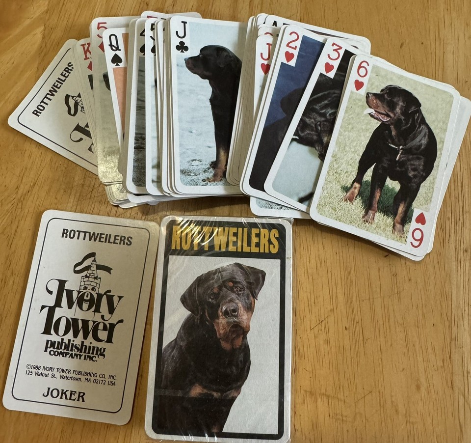 Vintage Rottweiler 1988 Ivory Tower Double Deck Playing Cards in ...
