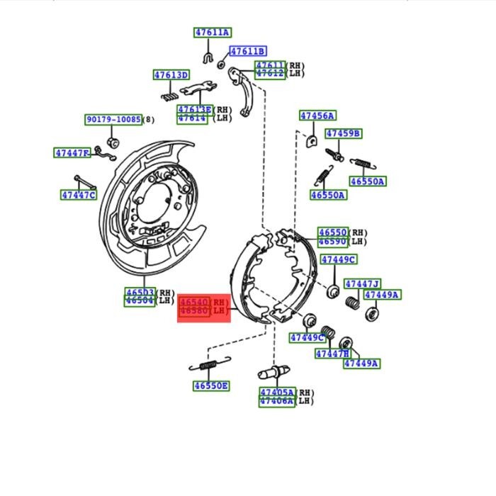 GENUINE TOYOTA REAR RH LH NO 1 BRAKE SHOE FOR Cresta JZX90 Tourer V ...