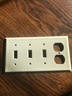 Vintage Ivory Cover Plate Triple Switch and Outlet DECO | eBay