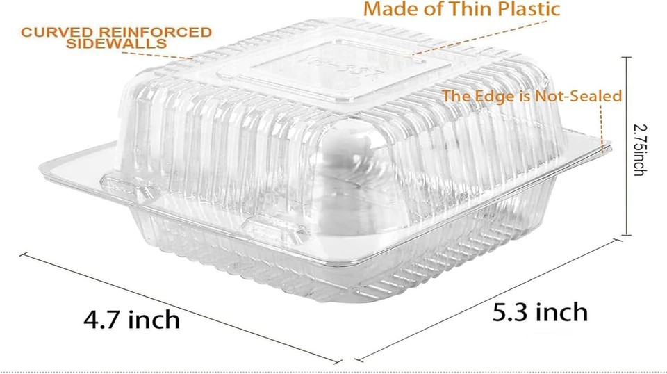 100 Count Clear Plastic Hinged Take Out Containers Clamshell Takeout ...