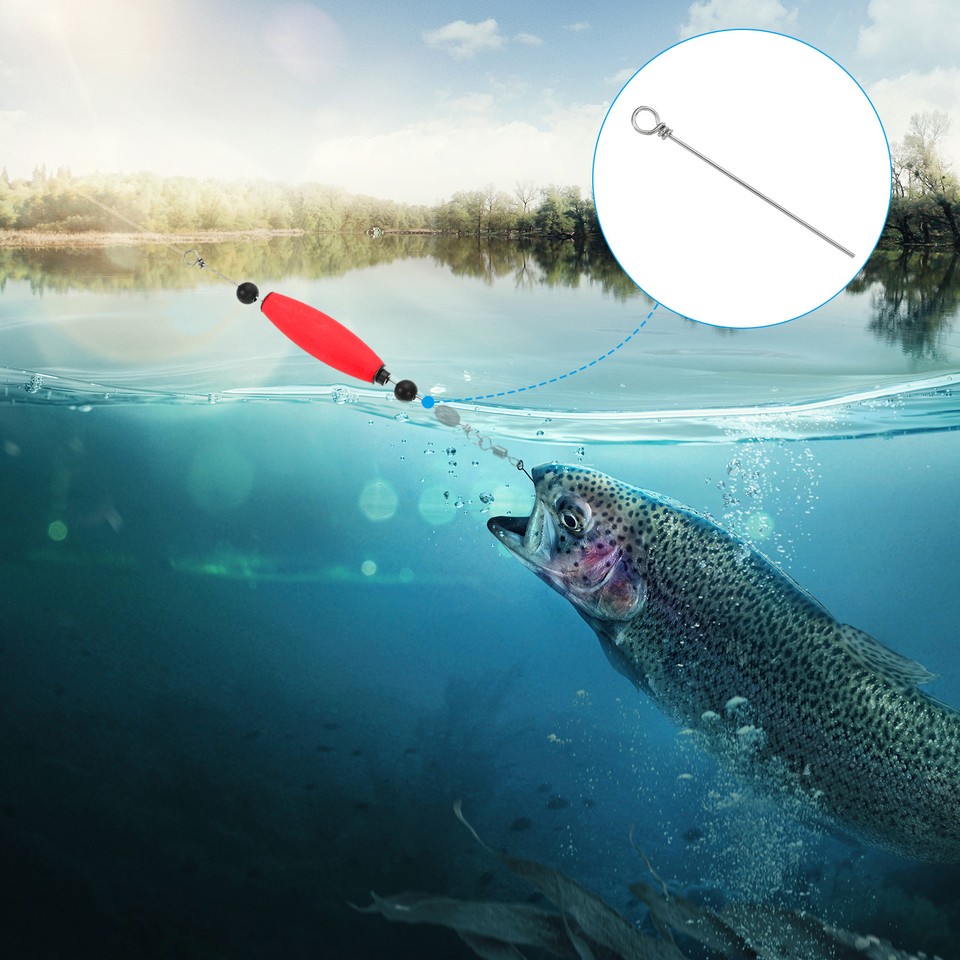 100Pcs 3.4x0.02" Stainless Steel Fishing Looped Wire Shaft Baits | eBay