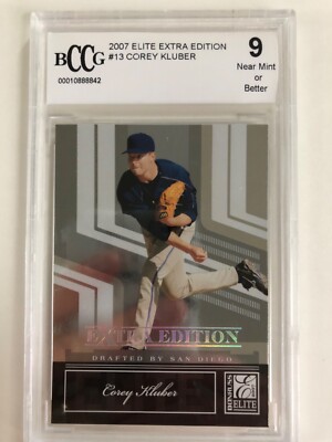 Corey Kluber 2007 Donruss Elite Extra Edition Graded BCCG 9 Rookie Card ...
