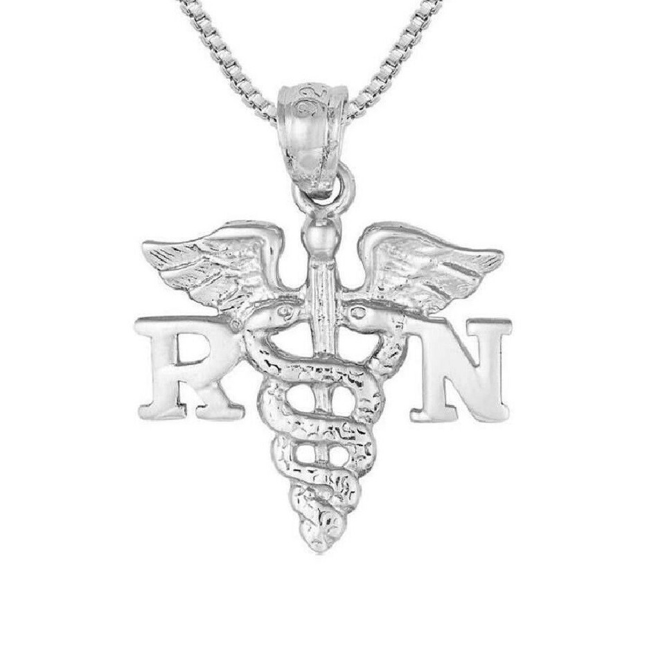 Sterling Silver RN (Registered Nurse) Pendant / Charm,Made in USA, Box ...