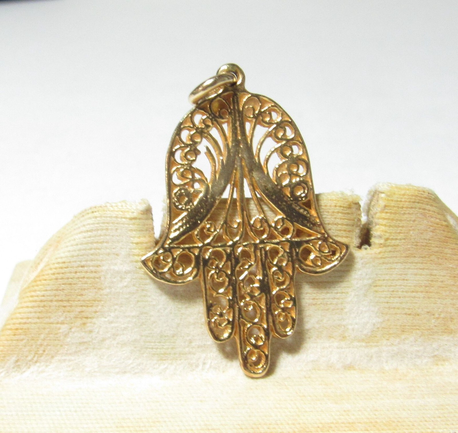 14K SOLID GOLD HAMSA HAND CHARM - Gem