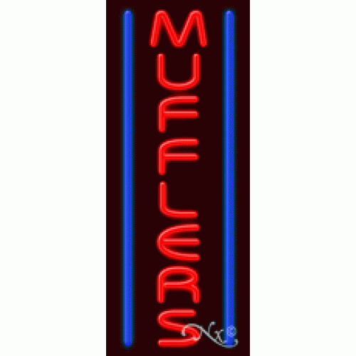 BRAND NEW "MUFFLERS" 32x13 VERTICAL BORDER REAL NEON SIGN W/CUSTOM ...