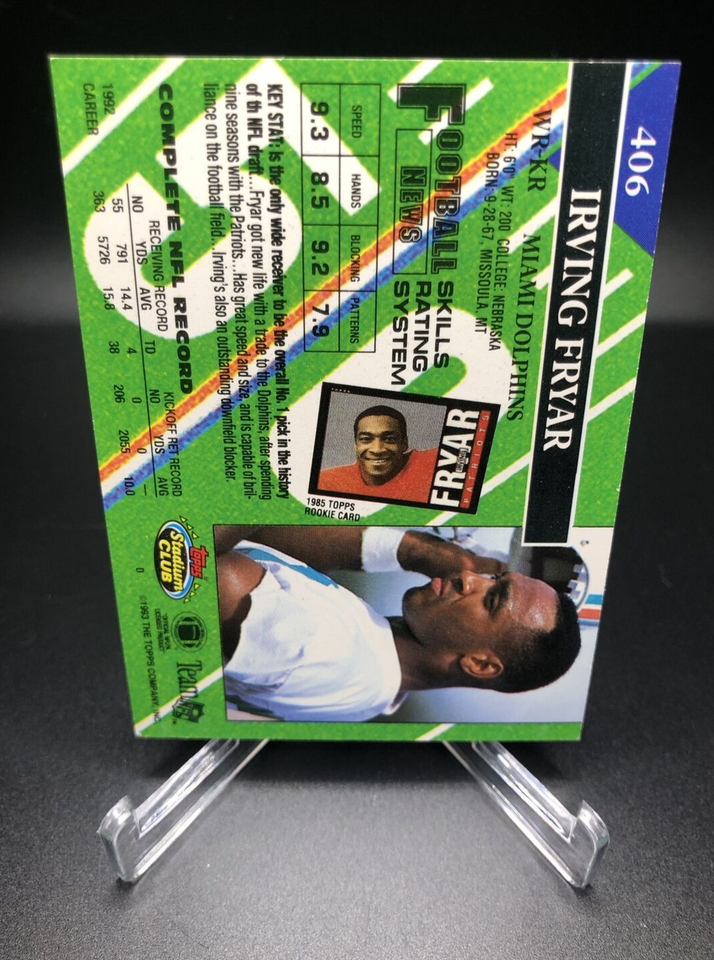 1993 Topps Stadium Club #406 Irving Fryar Miami Dolphins B1517 | eBay