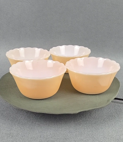Set of 4 Vintage Anchor Glass Fire King Peach Luster Copper Tint ...
