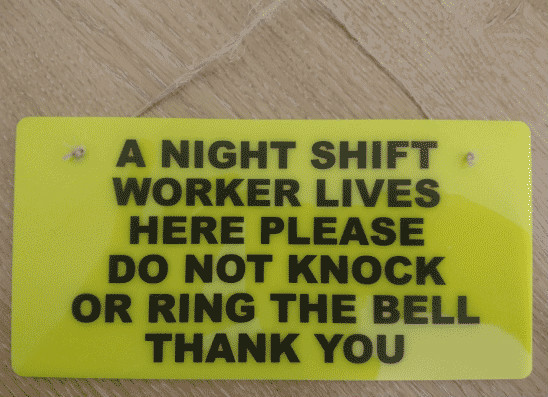 NIGHT SHIFT WORKER DO NOT DISTURB KEEP QUIET SLEEPING DOOR SIGN YELLOW ...