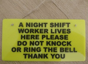 NIGHT SHIFT WORKER DO NOT DISTURB KEEP QUIET SLEEPING DOOR SIGN YELLOW ...