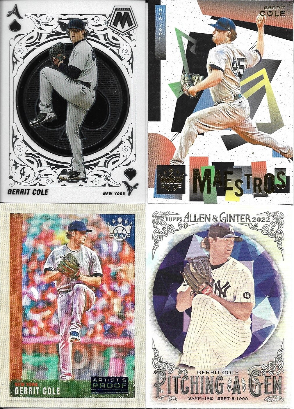 GERRIT COLE lot of 4 insert cards - Maestros Aces Mosaic A&G - FREE ...