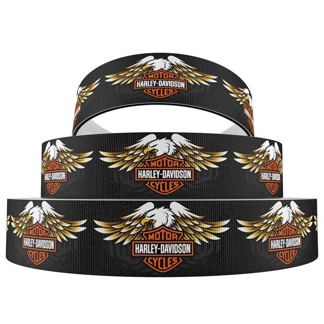 Harley Davidson Motor cycles 1/2 Yard Fabric & 5 Yard Ribbon 100% ...