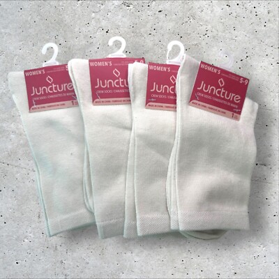 Women’s Cream Crew Socks 4 Pair - Fits Size 5-9 Cream Beige | eBay