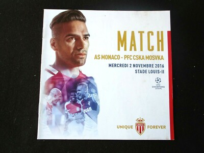 Programme AS MONACO CSKA MOSCOU 2016 CHAMPIONS LEAGUE C1 FALCAO | eBay