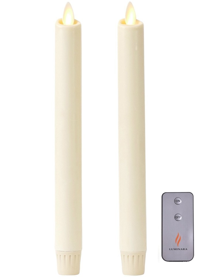 Set of 4 Luminara Flameless Led Taper/Dinner Candle, Ivory Candlesticks ...
