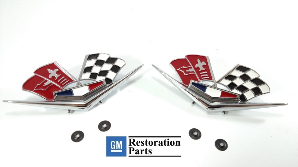 Set 1963 Chevy Emblems - Impala Bel Air Fender, Front Hood & Rear Trunk ...