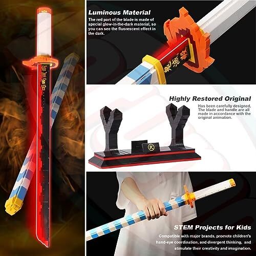 Demon Slayer Sword Building Set, 27in Building Block Rengoku Kyoujurou ...