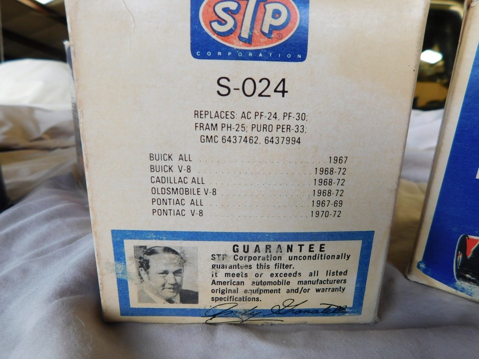 FOUR (4) ea. STP GM OIL FILTERS New NOS NIB Vintage S-024 Buick Cad ...