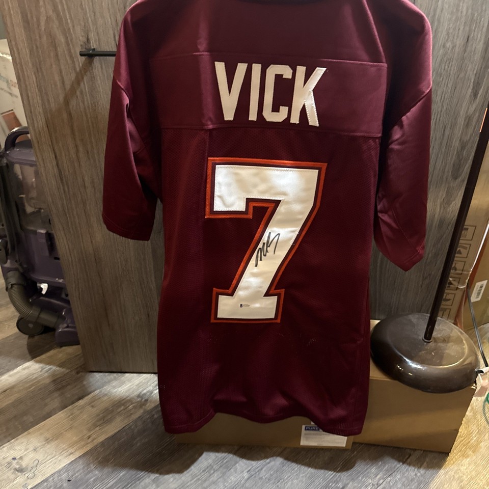 Michael Vick Autographed Virginia Tech Custom XL Jersey W/Beckett COA ...