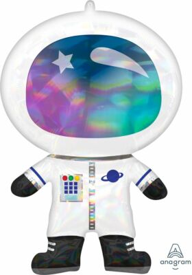 Space Party Astronaut Foil Balloon Super Shape Holographic 50cm x 76cm ...