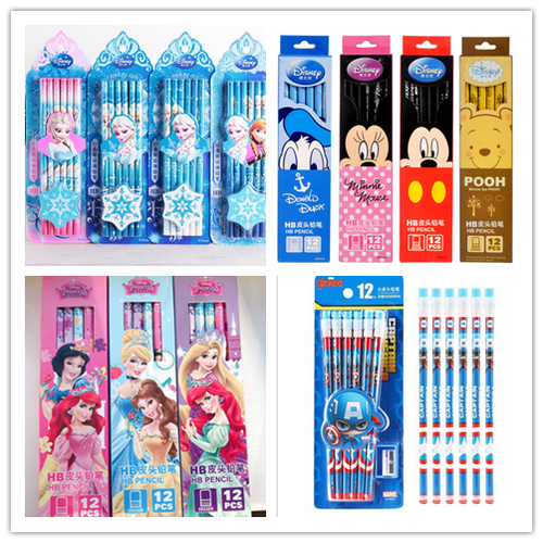 12PC Frozen Elsa HB Pencils Snow Eraser Kids Childrens Party Bag ...