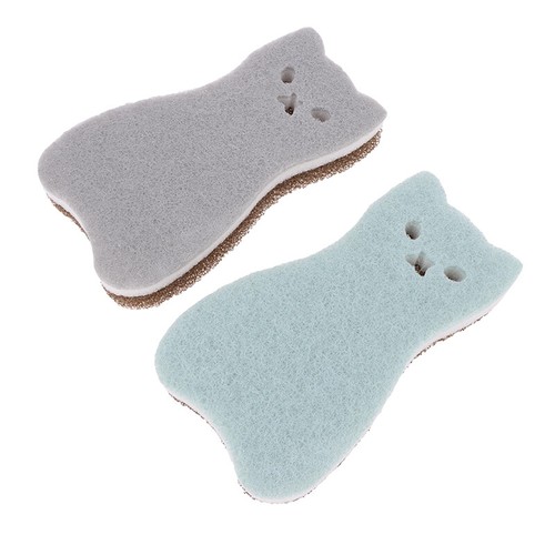 4pcs Cute Cat Dishcloth Dishwashing Sponge Kitchen Bathroom Cleaning ...