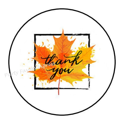 30 THANK YOU FALL LEAF ENVELOPE SEALS LABELS STICKERS PARTY FAVORS 1.5 ...