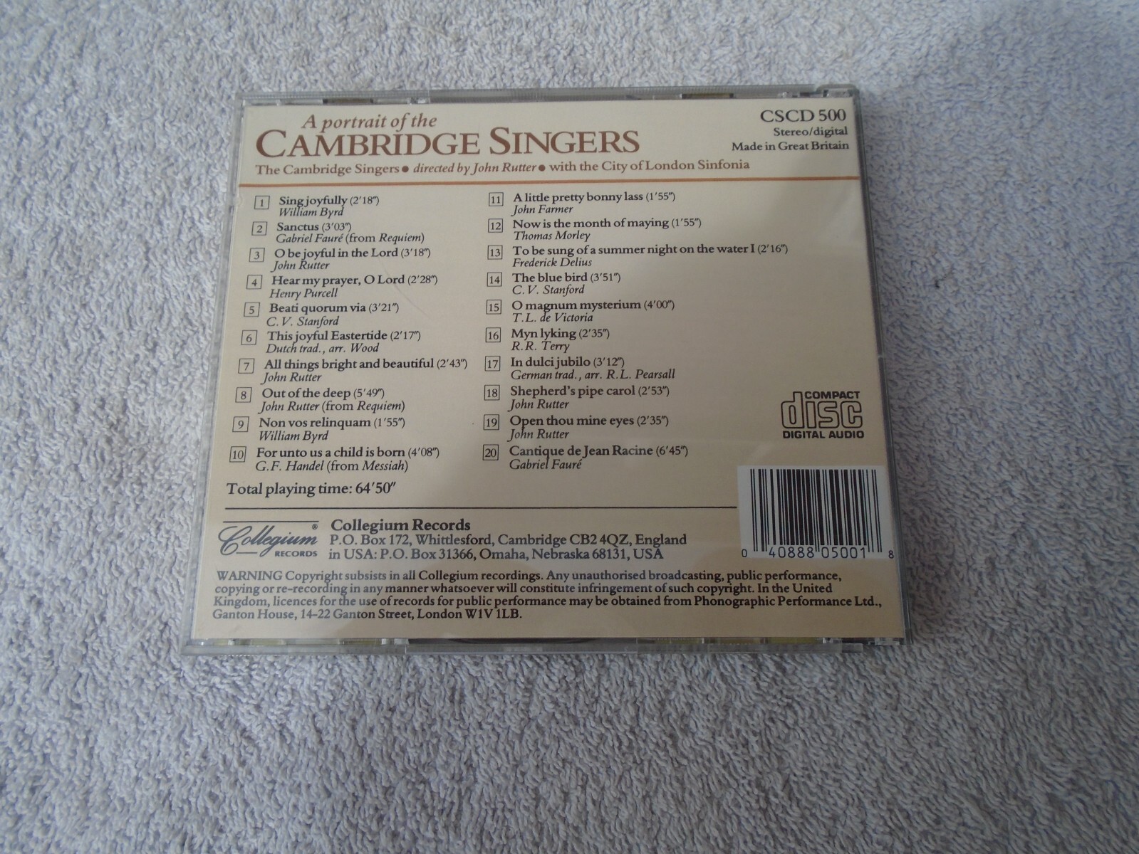A Portrait of The Cambridge Singers - John Rutter - CD - City of London ...
