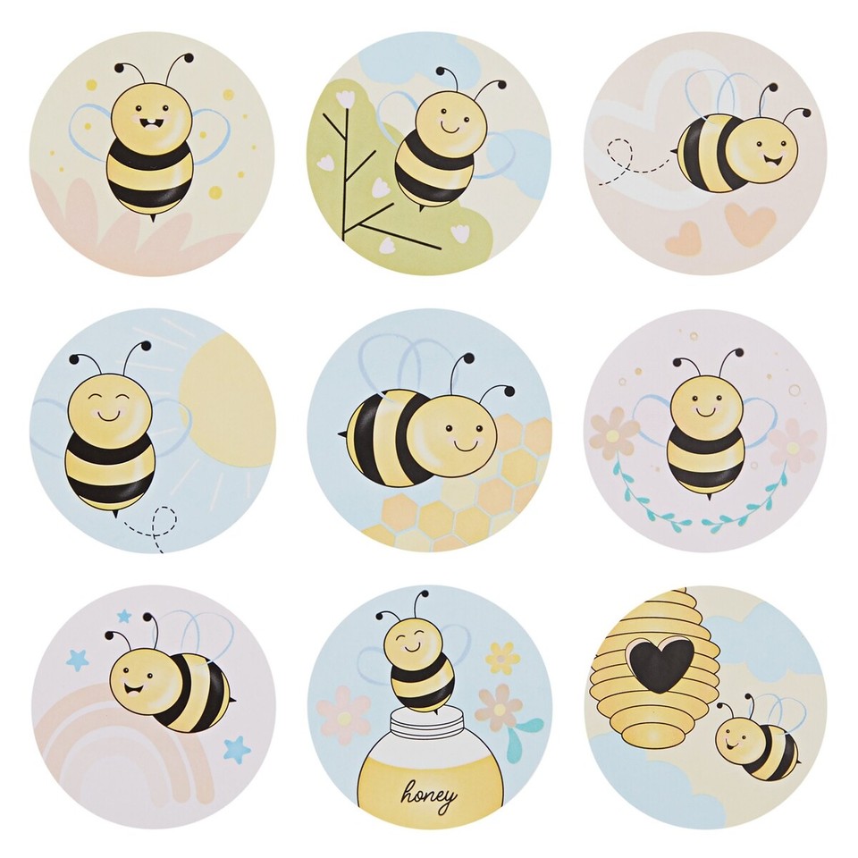 1000 Pieces Bumble Bee Sticker Roll for Kids, Classroom, Round, 9 ...