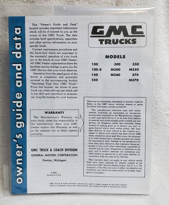 1955-56 GMC Truck Owners Operators Manual Guide & Data 100 100-8 150 ...