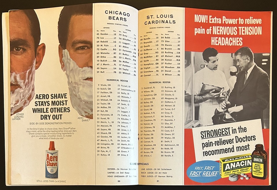 1965 Chicago Bears v St. Louis Cardinals Football Program-Gale Sayers ...