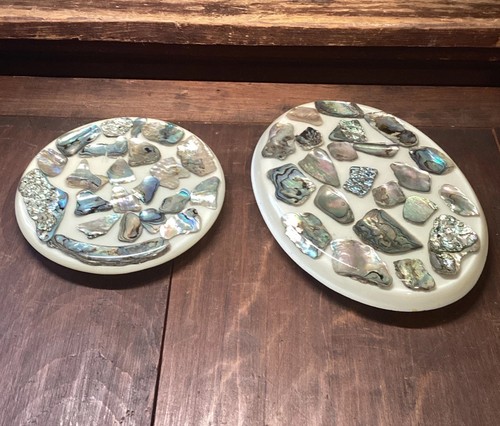Vintage Abalone Lucite Trivets Lot Of 2 | eBay