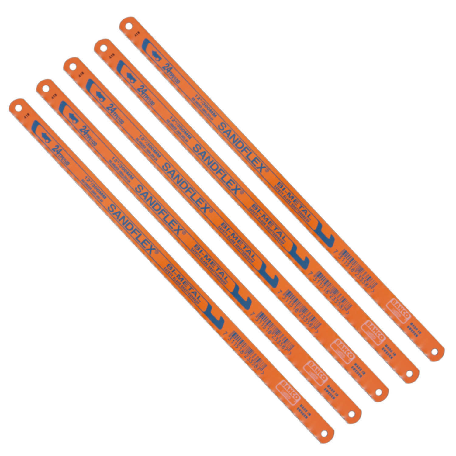 Bahco 300mm 12" Sandflex Shatter Proof Bi-Metal Hacksaw Blades 18 24 32 ...