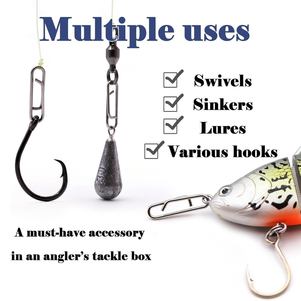 50PC Power Clips Snaps Quick Change Fishing Lure Line Connector ...