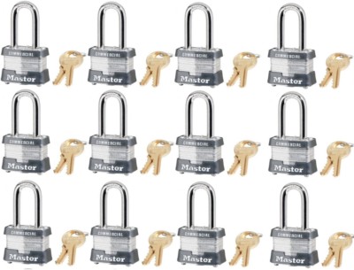 (12) Master Lock 3KALF-3210 1-1/2" Laminated Keyed Alike Padlocks w 9/ ...